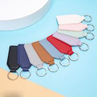 China Double Sided Pu Leather Keychain Printing Engraved Name Keyring for sale