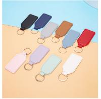 China Double Sided Pu Leather Keychain Printing Engraved Name Keyring for sale