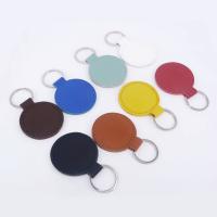 China Men Engraved Leather Keychain With Rings Iron Pu Leather Keyring for sale