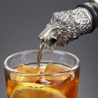 China Animal Metal Wine Aerator Pourer Lion Head Wine Bottle Pourer for sale