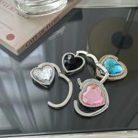 China Crystal Alloy Foldable Handbag Hook Heart Shape Bag Table Hanger Hook for sale