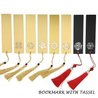 China Custom Enamel Tassels Metal Bookmarks Letterpress Printing for sale