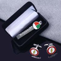 China Zinc Alloy Brass Cufflink And Tie Bar Set With Custom Logo for sale