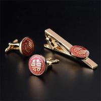 China Men Jewelry Cufflink And Tie Clip Set 3D Zinc Alloy Custom Tie Pin for sale