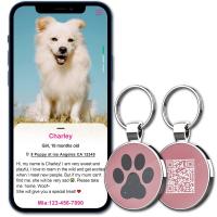 China Engraved Pet Tags Dog ID Tag Ring 2D Easy To Use With QR Code Laser for sale