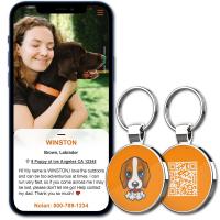 China Engraved Pet Tags Dog ID Tag Ring 2D Easy To Use With QR Code Laser for sale