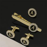 China Custom Made Tie Clips A-Z 26 Letters Capital Initial Cufflinks And Tie Clips For Men for sale