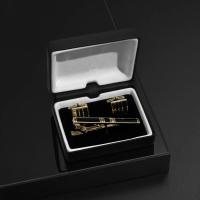 China personalized tie clip Enamel Black Gold Plated Tie Clip Custom Engraved Tie Clip for sale
