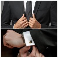 China personalized tie clip Enamel Black Gold Plated Tie Clip Custom Engraved Tie Clip for sale