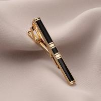 China personalized tie clip Enamel Black Gold Plated Tie Clip Custom Engraved Tie Clip for sale
