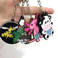 China Custom Soft Pvc Silicone Keyring Plastic Pvc Key Holder Chain Logo Keychains for sale