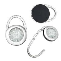 China Metal Folding Portable Bag Hanger Table Hook Handbag Hanger Hook Diamond Pattern Purse Hook for sale