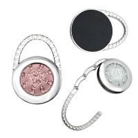 China Metal Folding Portable Bag Hanger Table Hook Handbag Hanger Hook Diamond Pattern Purse Hook for sale