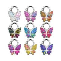 China Personalise Bag Hanger Colorful Butterfly Table Hook Custom Logo Portable Purse Hook for sale