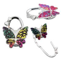 China Personalise Bag Hanger Colorful Butterfly Table Hook Custom Logo Portable Purse Hook for sale