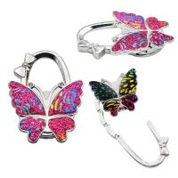China Personalise Bag Hanger Colorful Butterfly Table Hook Custom Logo Portable Purse Hook for sale