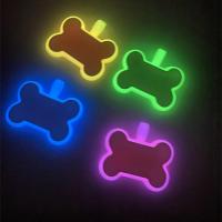 China Bone Shape Custom Laser Logo Glow Silicone Lights Animal Collar Silicone Dog Tag Kit for sale