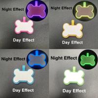 China Bone Shape Custom Laser Logo Glow Silicone Lights Animal Collar Silicone Dog Tag Kit for sale