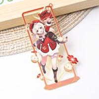 China Customized Kawaii Genshin Impact Design UV Printing Gold Plated Metal Bookmark for sale