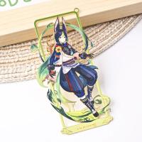 China Customized Kawaii Genshin Impact Design UV Printing Gold Plated Metal Bookmark for sale