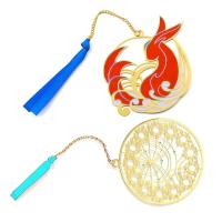 China Custom Enamel Tassels Metal Bookmarks Letterpress Printing for sale