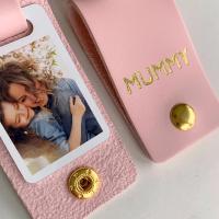 China Custom Leather Keychain Photo Keyring Leather DIY Keychain Birthday Christmas Gift for sale
