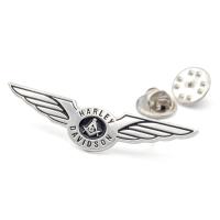 China Custom Design Metal Enamel Pins Badges Gold Plating Engraved Airline Wings Pin Badge For Clothing for sale