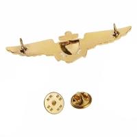 China Custom Design Metal Enamel Pins Badges Gold Plating Engraved Airline Wings Pin Badge For Clothing for sale
