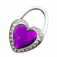 China Custom Purse Hook foldable bag holder Folding Beautiful Heart Hanging Bag Hanger for sale