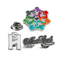 China Metal Badge Custom Pins Two Tone Plating Gold Nickel Embossed 3D Badge Brooch for sale