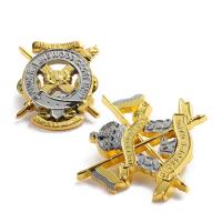 China Metal Badge Custom Pins Two Tone Plating Gold Nickel Embossed 3D Badge Brooch for sale