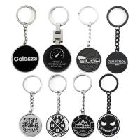 China Customized Key Rings Souvenirs Car Company Logo Key Chain Zinc Alloy Black White Keychain for sale