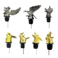 China Metal Animal Head Liquor Wine Pourer Stainless Steel Champagne Whiskey Bottle Wine Stopper Pourer for sale
