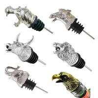 China Metal Animal Head Liquor Wine Pourer Stainless Steel Champagne Whiskey Bottle Wine Stopper Pourer for sale