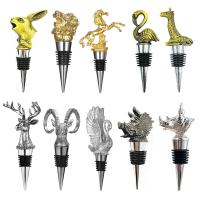 China Metal Animal Head Liquor Wine Pourer Stainless Steel Champagne Whiskey Bottle Wine Stopper Pourer for sale