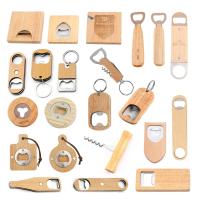China Custom Wood Beer Bottle Opener for Wedding Corkscrew Party Gift  Wooden Handle Opener Keychain for sale