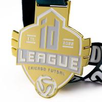 China Wholesale Custom Award Sports Winner Football Gold Medal Soccer Medal With Ribbon for sale
