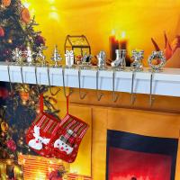 China Metal Foldable Bag Hanger Hook Christmas Folding Table Hook For Party for sale