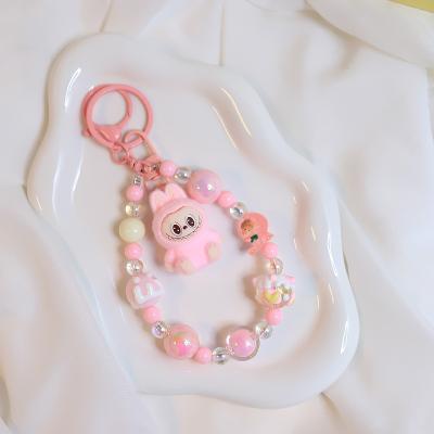 China Custom Soft Labubu PVC Keychain Pop Mart Monster Keyring Bag Phone Lanyard Accessories Gifts for sale