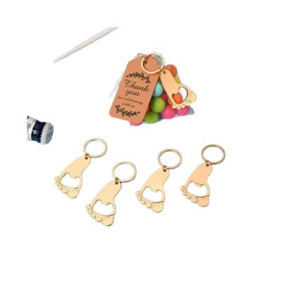 China Custom Logo Keychain Bottle Opener Baby Foot Shaped Promotional Keyring Souvenir Gift for sale