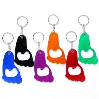 China Custom Logo Keychain Bottle Opener Baby Foot Shaped Promotional Keyring Souvenir Gift for sale