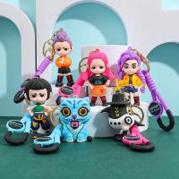 China K Pop Demon Hunters Anime Keychains 3D Plastic K-POP PVC Rubber Bag Ornament Key Rings for sale