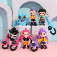 China K Pop Demon Hunters Anime Keychains 3D Plastic K-POP PVC Rubber Bag Ornament Key Rings for sale