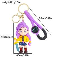 China K Pop Demon Hunters Anime Keychains 3D Plastic K-POP PVC Rubber Bag Ornament Key Rings for sale