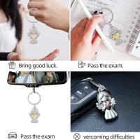 China Cute Girls Child Angel Lucky Safety Alloy Fashion Carabiner Keychain Kids Guardian Gifts Backpack Pendant Heart Keychain for sale