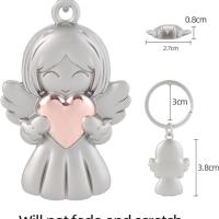 China Cute Girls Child Angel Lucky Safety Alloy Fashion Carabiner Keychain Kids Guardian Gifts Backpack Pendant Heart Keychain for sale