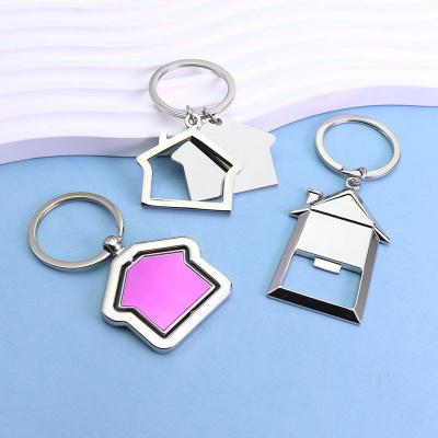 China DIY Sublimation Blank Metal Keychain 3D Shape Rotatable Epoxy Logo Printing Stainless Steel Alloy Key Ring for sale
