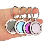 China DIY Sublimation Blank Metal Keychain 3D Shape Rotatable Epoxy Logo Printing Stainless Steel Alloy Key Ring for sale