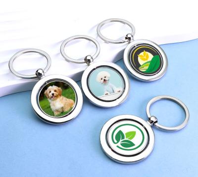 China Hot Sales 360 Rotating Sublimation Blank Metal Keychain Custom Logo Laser Engraving QR Code Double Sided Promotional Gift for sale