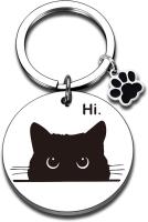 China Cat Lover Gifts for Women Men Funny Halloween Black Cat Keychain for Moms Dads Cool for Halloween Basket Christmas for sale
